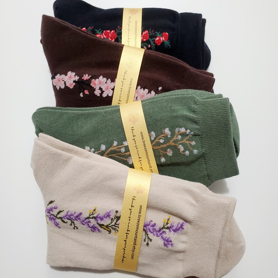 CUTE Floral Pattern Socks Lightweight Crew Socks Sneaker Socks Floral ...