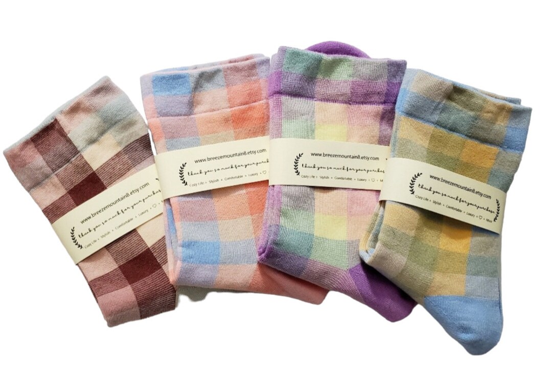 Cute Socks | Checkered Pattern Socks| Pastel Check Socks | Check ...