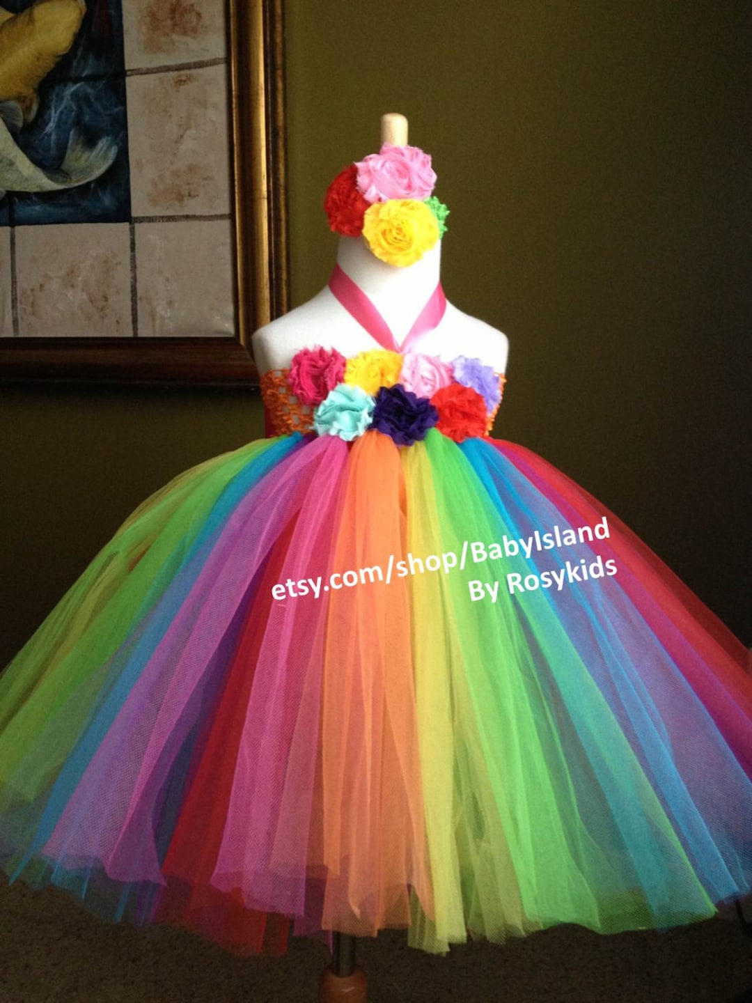 Rainbow Color Tutu Dress Birthday Party Photo Girl Baby Shower Dressing ...