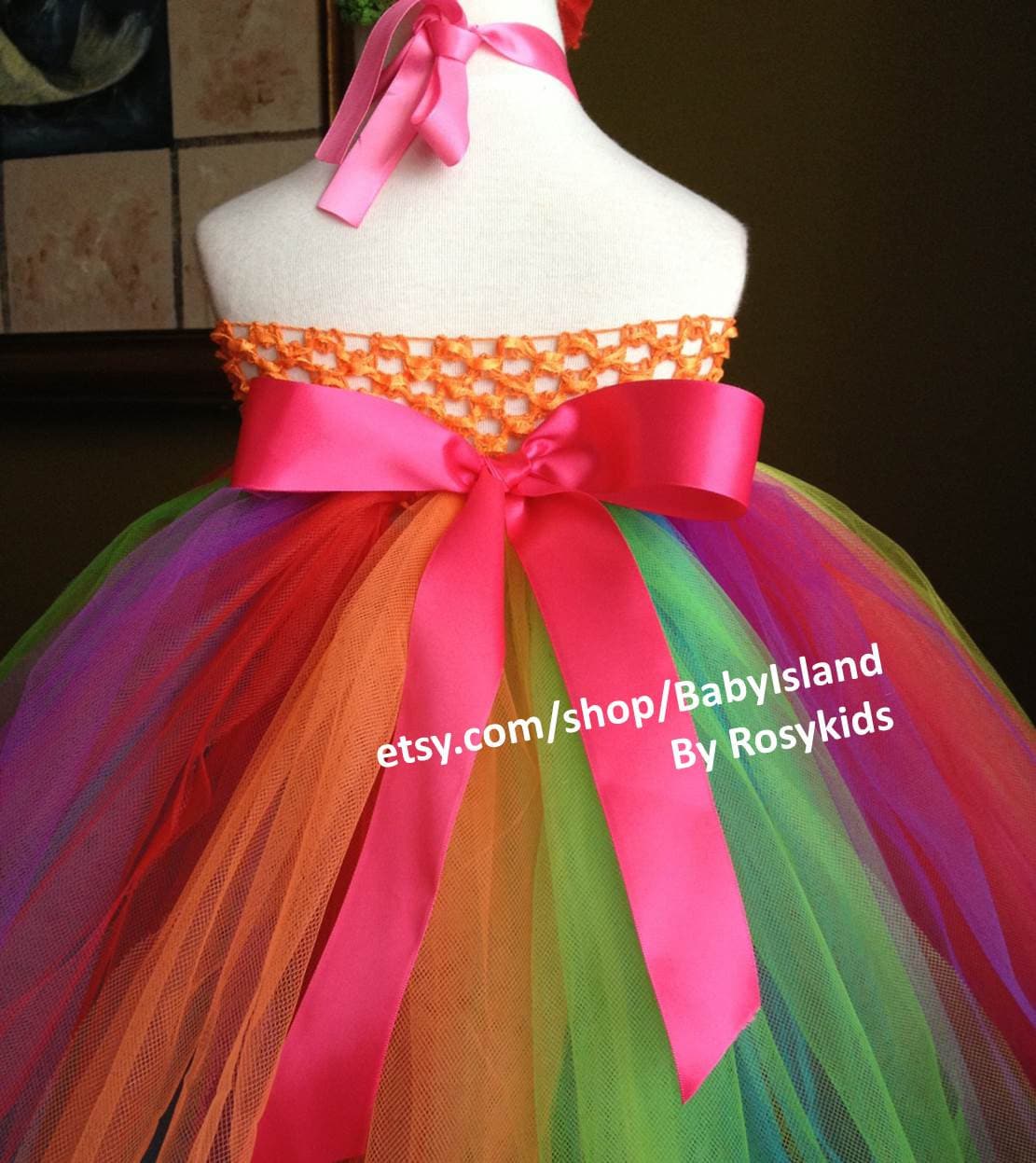 Rainbow Color Tutu Dress Birthday Party Photo Girl Baby Shower Dressing ...
