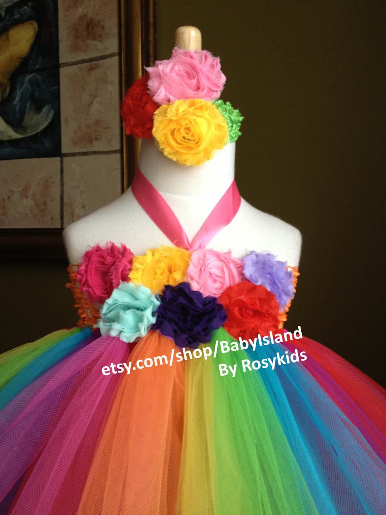Rainbow Color Tutu Dress Birthday Party Photo Girl Baby Shower Dressing ...