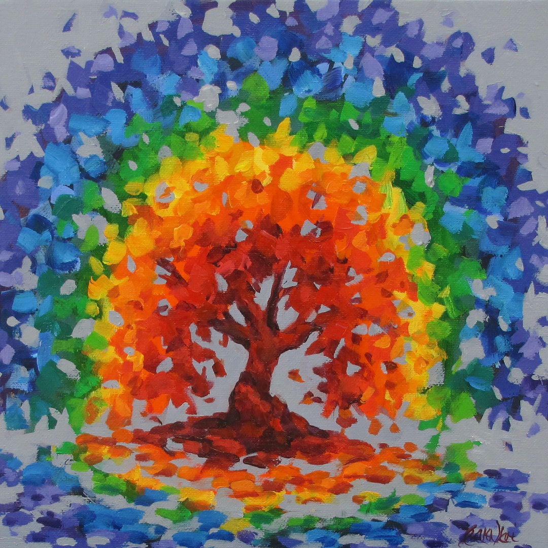 Rainbow Tree III Original Painting - Etsy