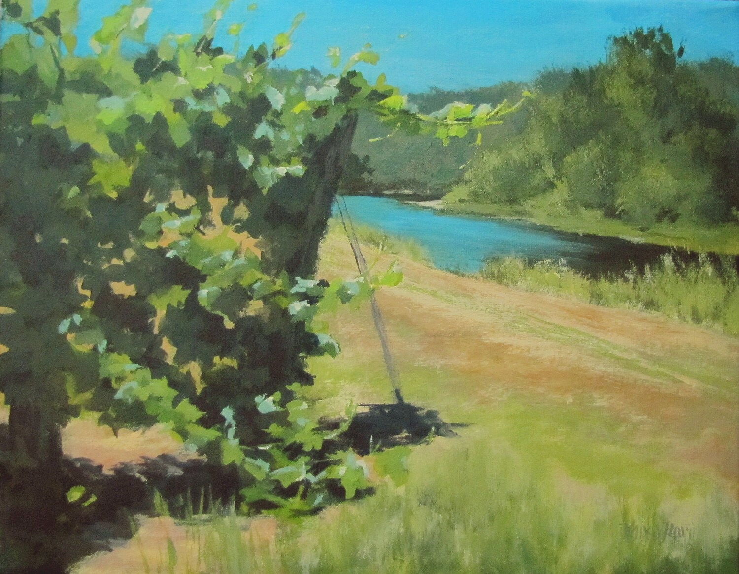 Vineyard on the River - Original Landscape Painting - Etsy
