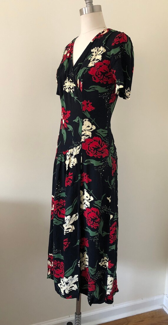 80s/90s floral midi dress, small to medium - Gem
