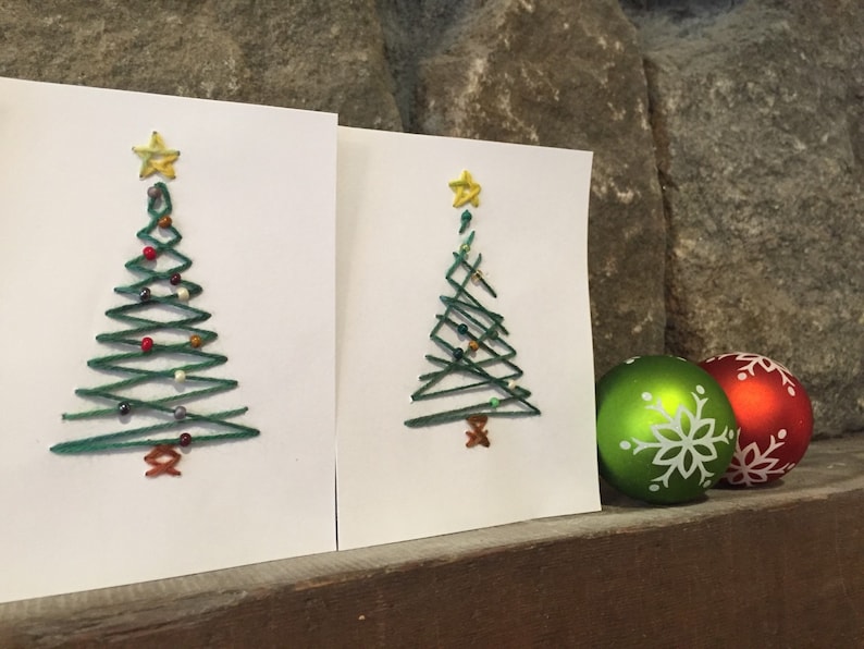 Holiday Card, Beaded Card, Handmade Card, Tree With Ornaments ...