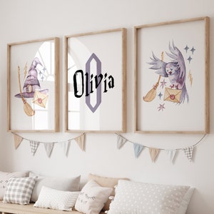 Personalized Wizard School Art Print | Custom Magic Decor for Kids ...