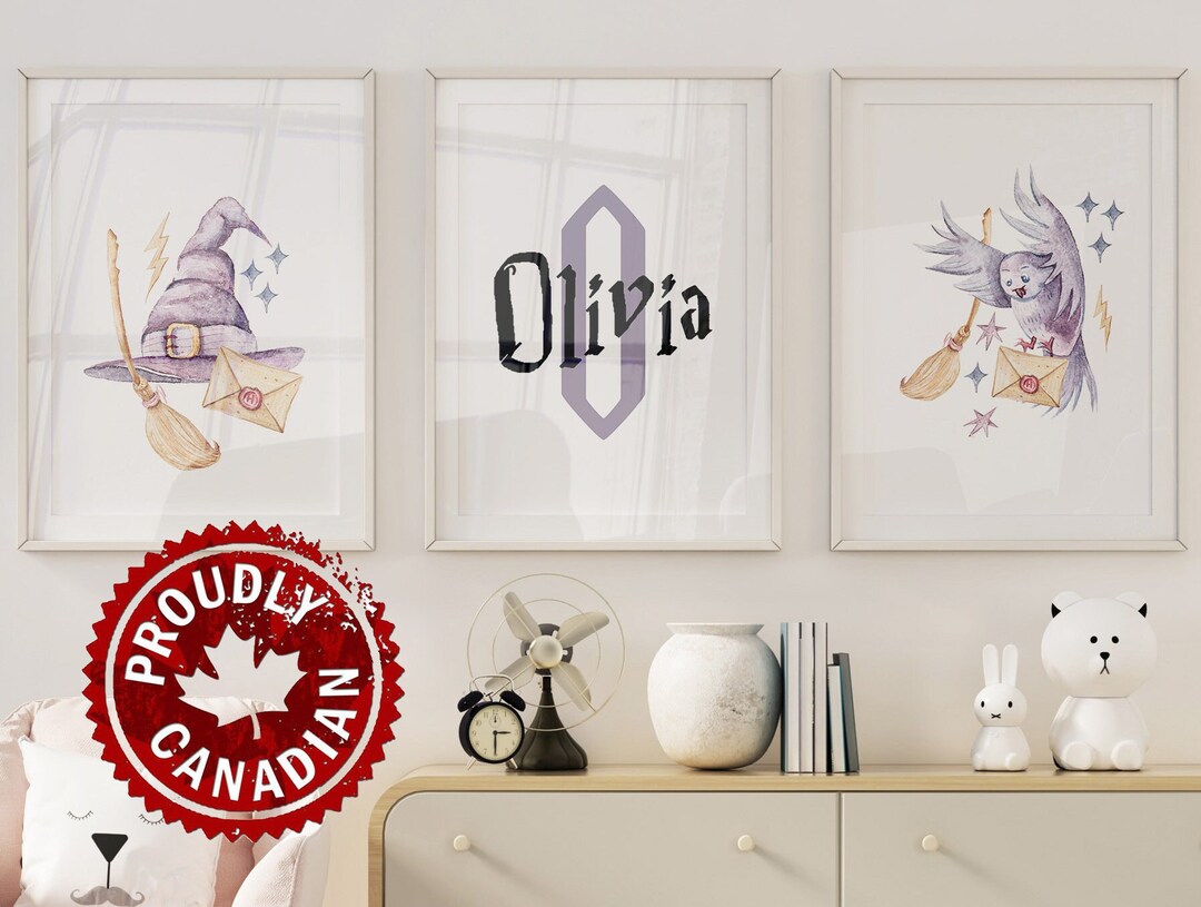 Personalized Wizard School Art Print | Custom Magic Decor for Kids ...