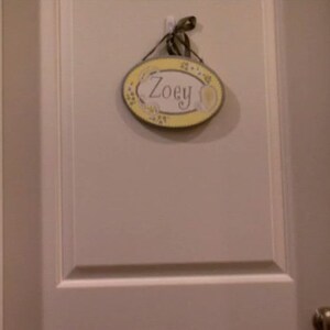 Paisley Nursery Name Sign - Kids Door Plaque - 6x10" - Yellow and Grey ...