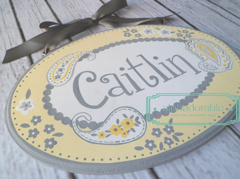 Paisley Nursery Name Sign Kids Door Plaque 6x10 - Etsy
