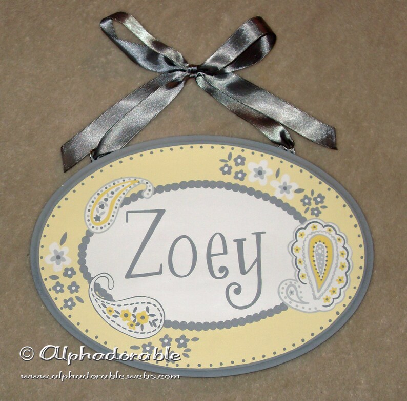 Paisley Nursery Name Sign Kids Door Plaque 6x10 | Etsy