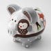 Chevron Forest Friends Personalized Piggy Bank in Grey and - Etsy