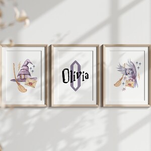 Personalized Wizard School Art Print | Custom Magic Decor for Kids ...