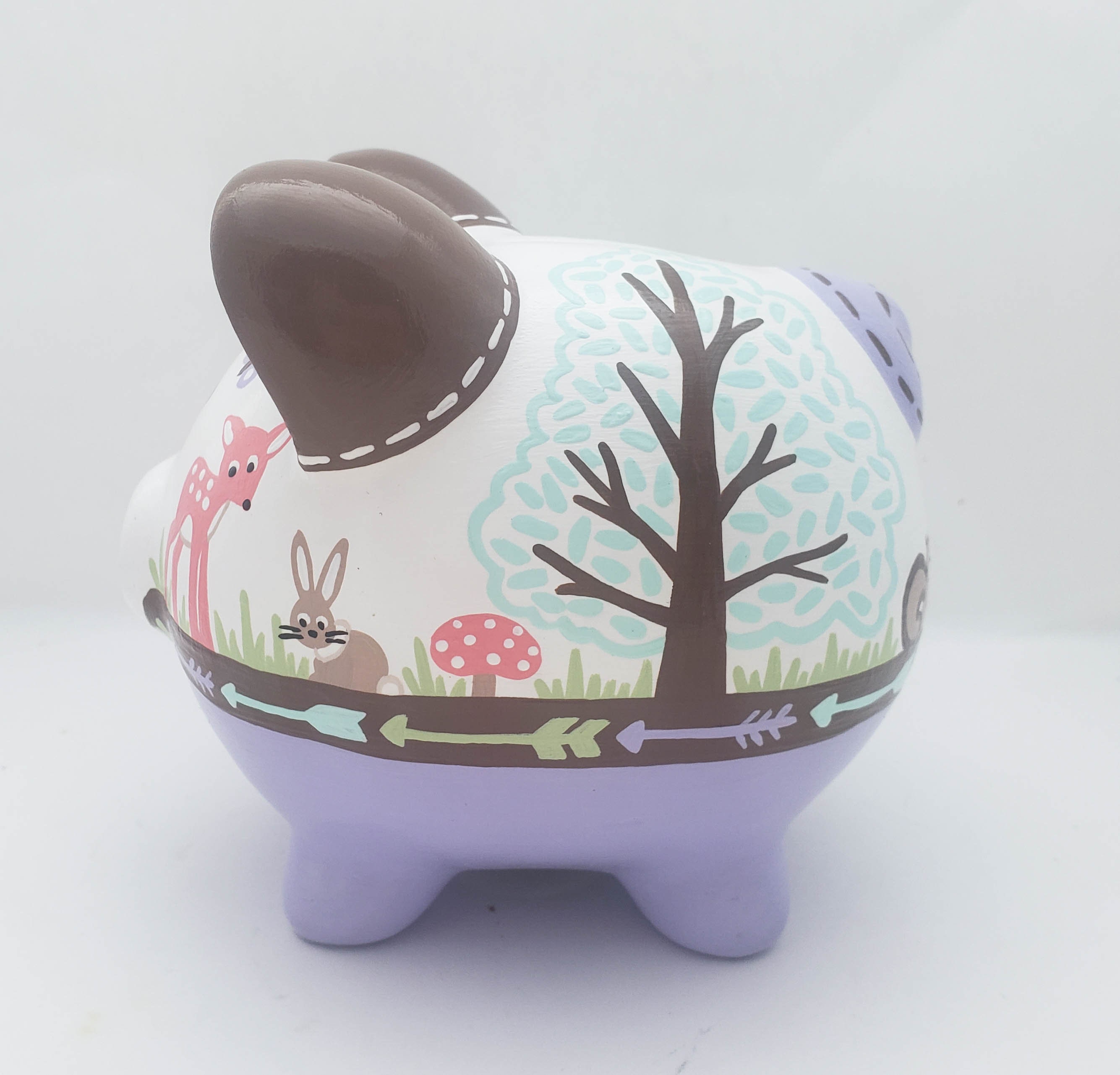 Woodland Animal Personalized Piggy Bank in Lavender Mint and | Etsy