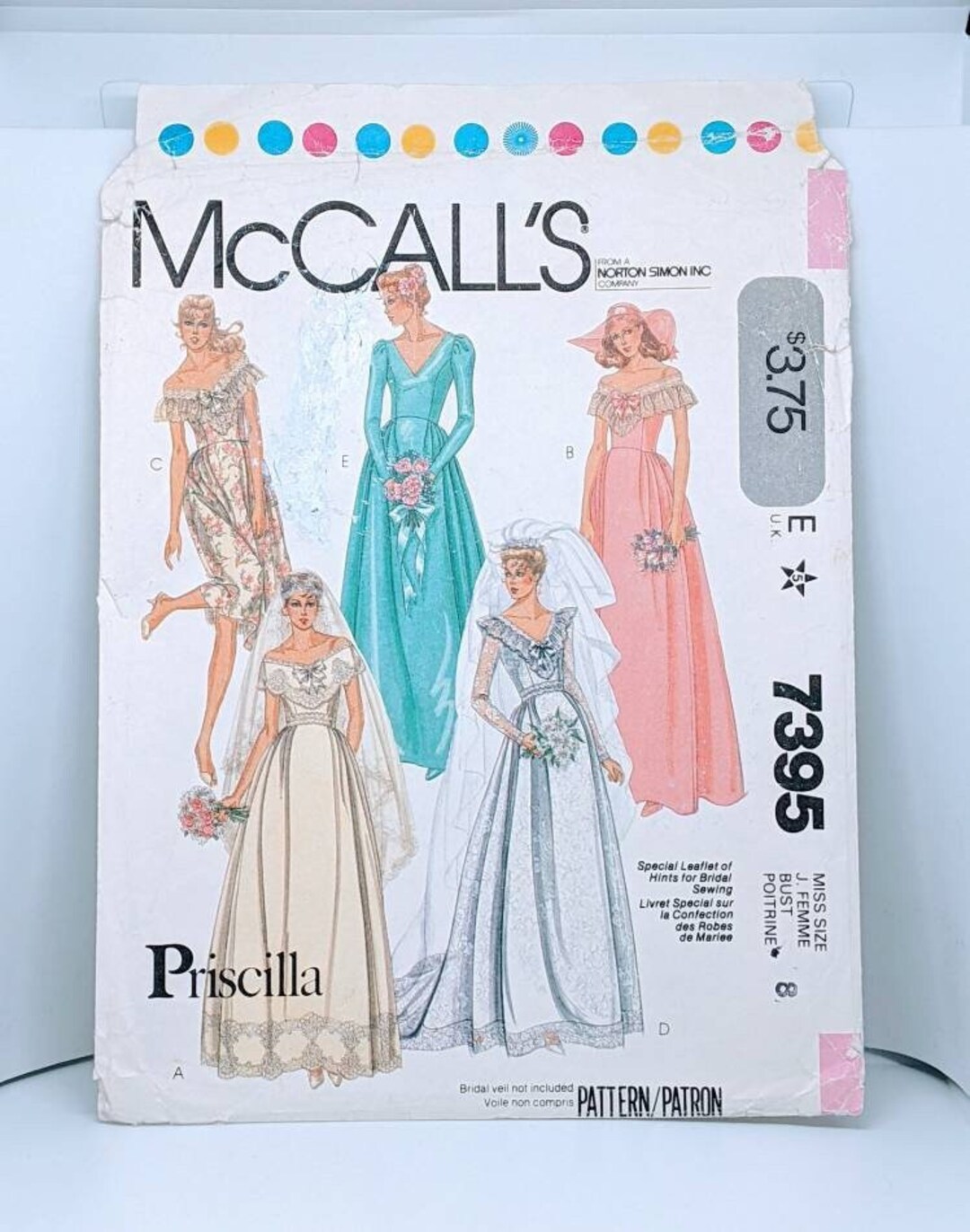 Priscilla Wedding Gown Prom Dress, Pattern Mccalls 7395 Size 8, Vintage ...