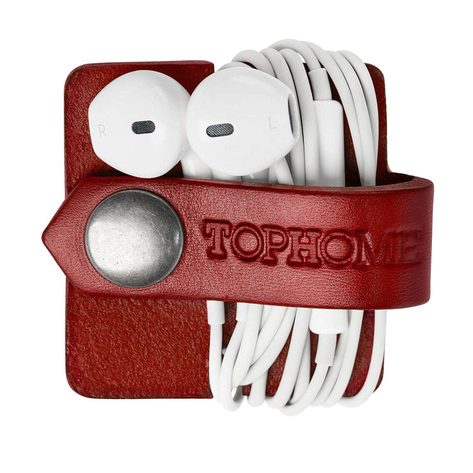 Leather USB Cable Organizer Cable Wrap Earbud Holder Cord Organizer ...