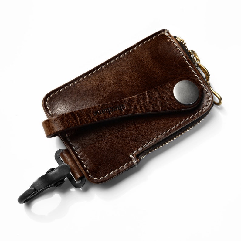 Leather Key Holder With Pull Strap Key Chain Key Pouch Handmade Key ...