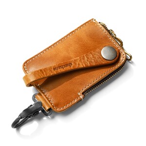 Leather Key Holder With Pull Strap Key Chain Key Pouch Handmade Key ...