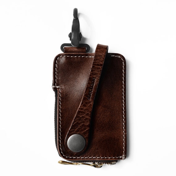 Leather Key Holder with Pull Strap Key chain Key Pouch | Etsy