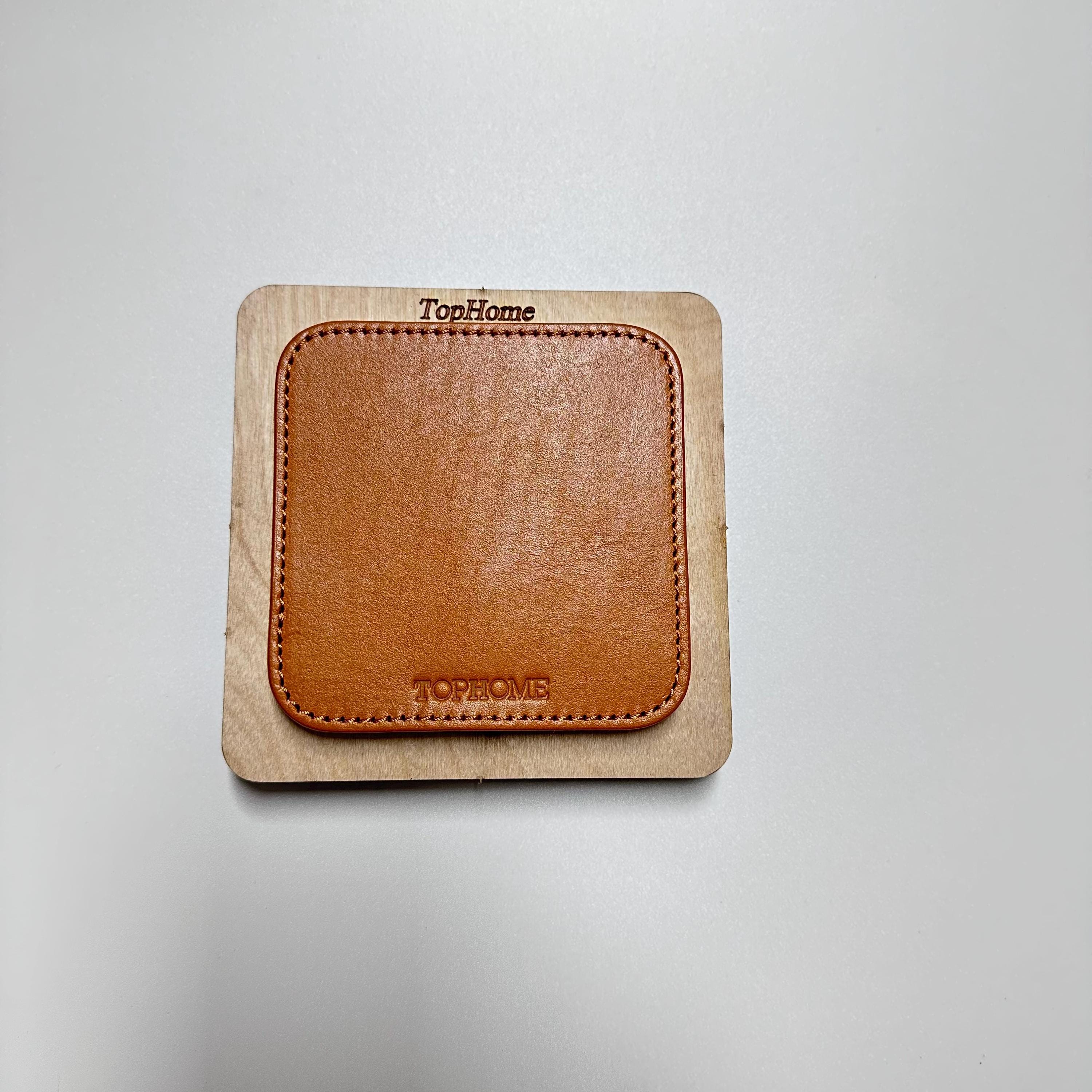 Leather Square Drink Coasters Table Decor Square-shaped Leather Punch ...