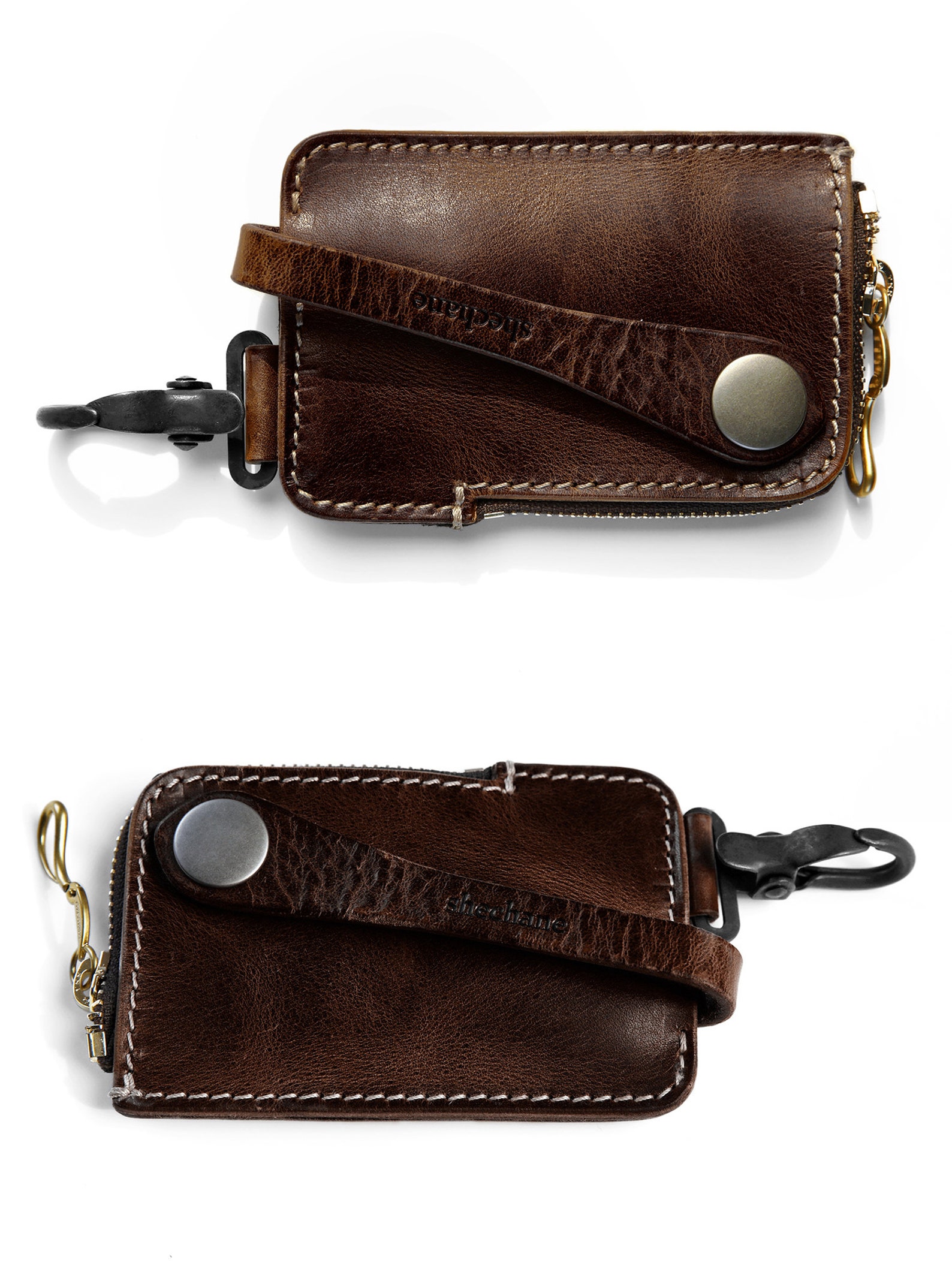 Leather Key Holder With Pull Strap Key Chain Key Pouch - Etsy
