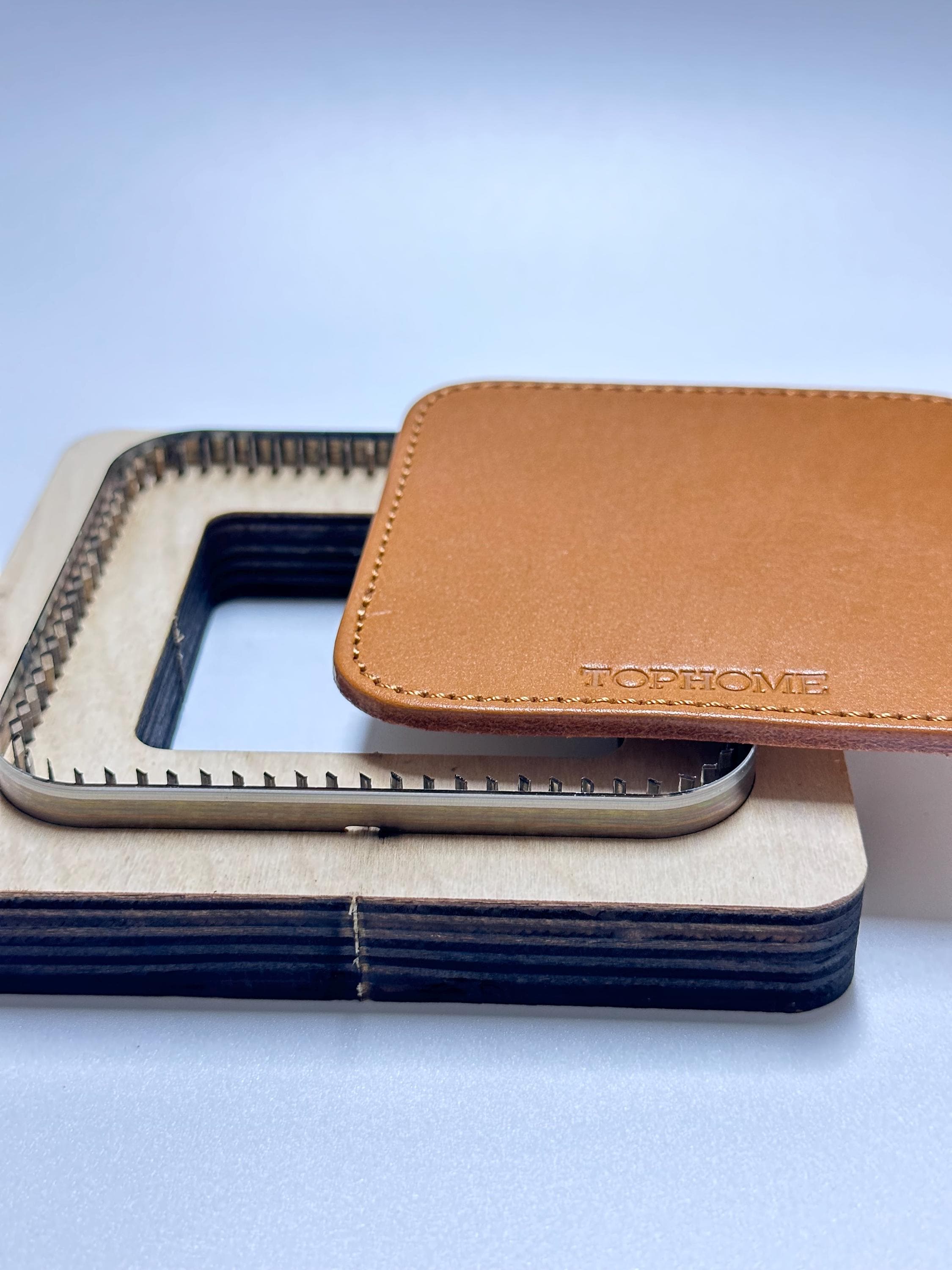 Leather Square Drink Coasters Table Decor Square-shaped Leather Punch ...