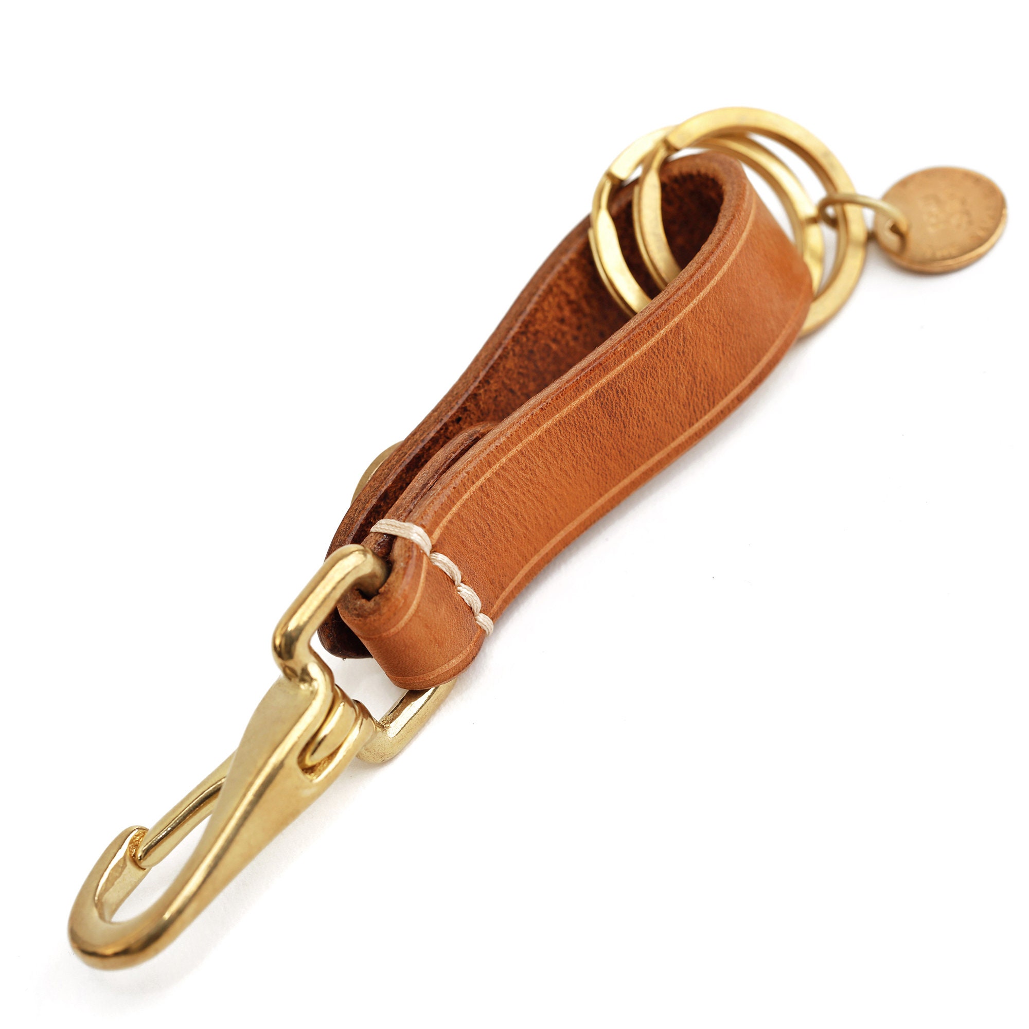 Handcraft Leather Key Chain Golden Metal Genuine Leather Key Ring for ...