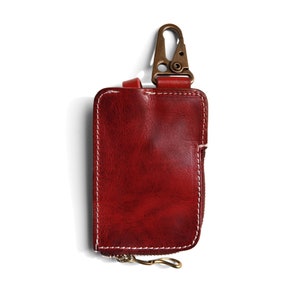 Leather Key Holder With Pull Strap Key Chain Key Pouch Handmade Key ...