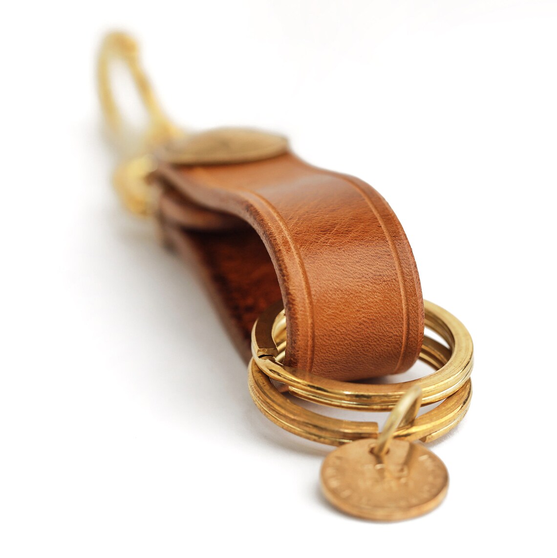 Handcraft Leather Key Chain Golden Metal Genuine Leather Key - Etsy