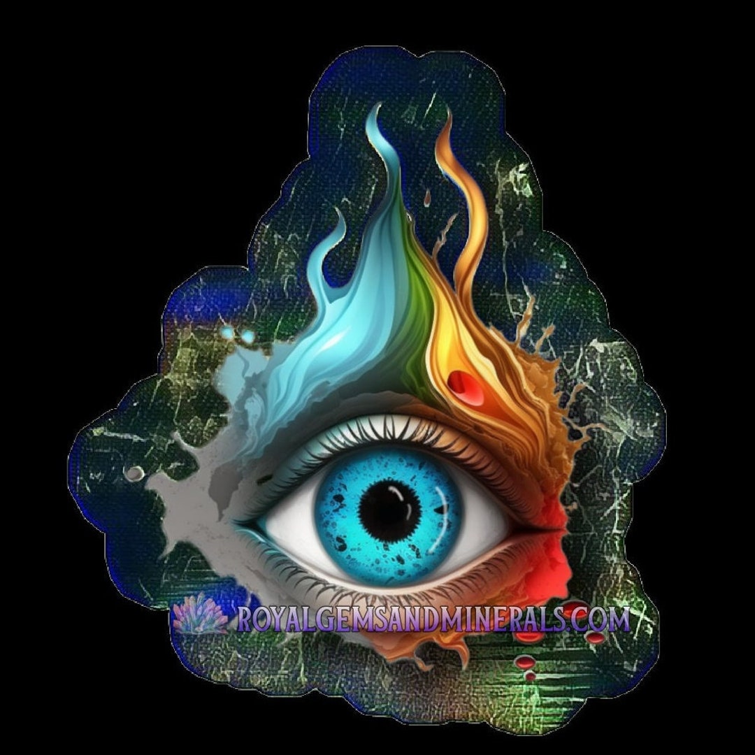 Abstract Evil Eye of Protection Amulet Sticker Watercolor Rainbow ...