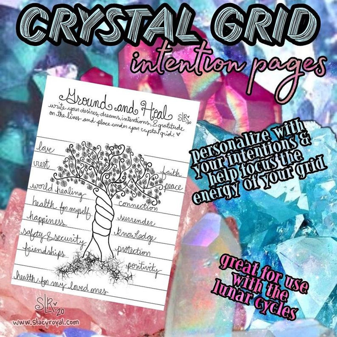 10 Printable Crystal Grid Intention Sheets Complete | Etsy