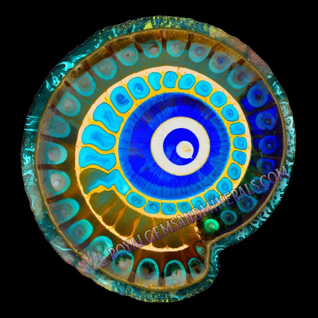 Royal Ammonite Crystal Evil Eye of Protection Amulet Sticker - Etsy