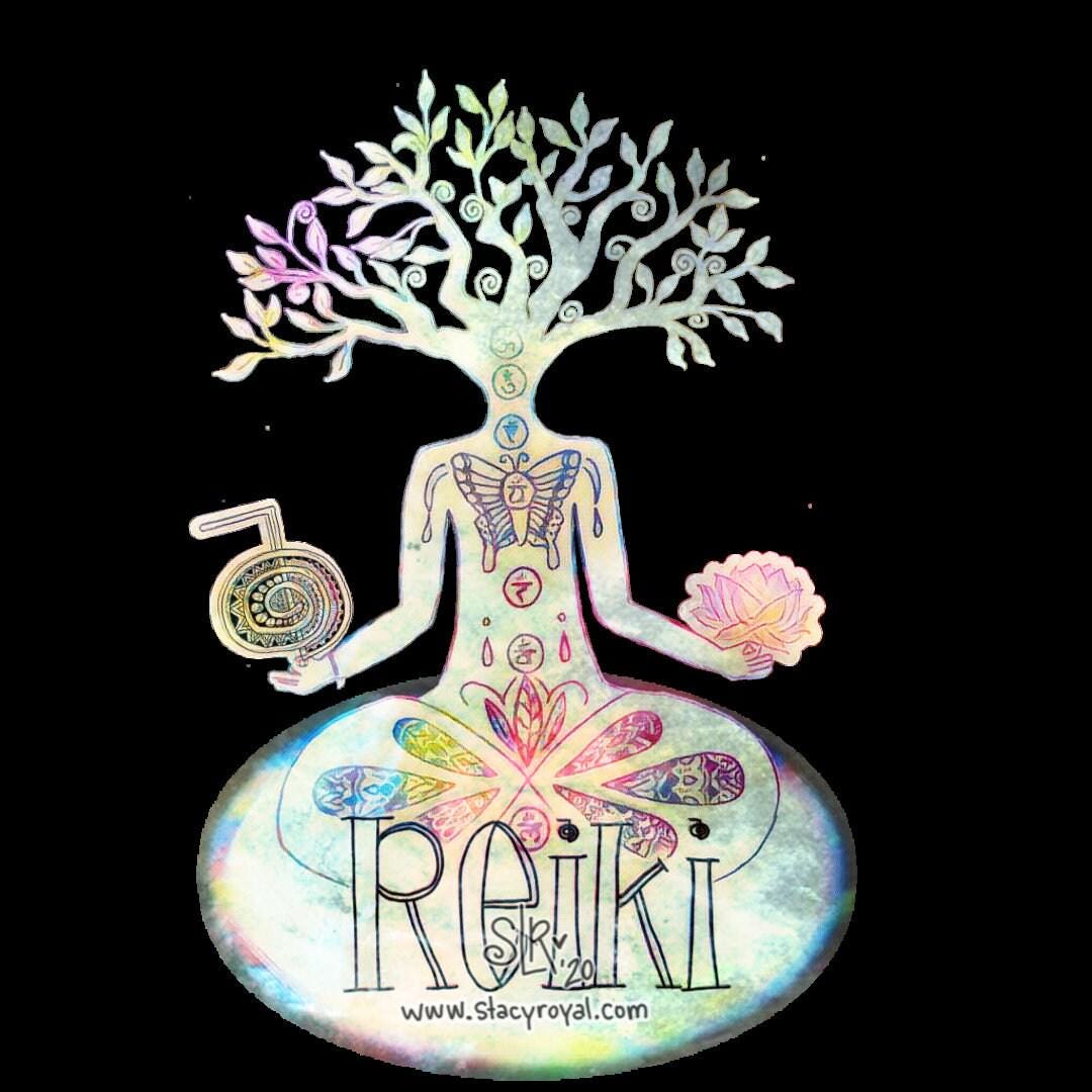 Reiki Chakra Tree Sticker Collaboration With Butterfly, Lotus, and Cho ...