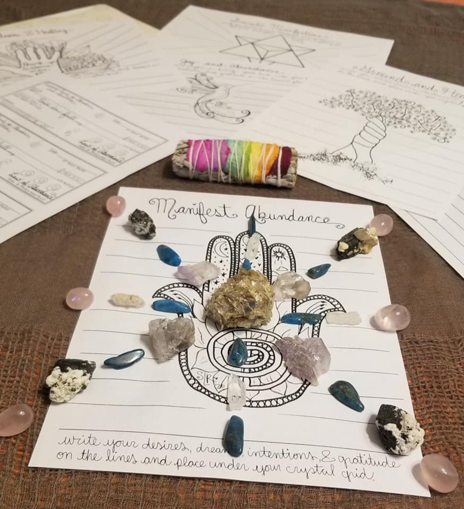 10 Printable Crystal Grid Intention Sheets Complete | Etsy