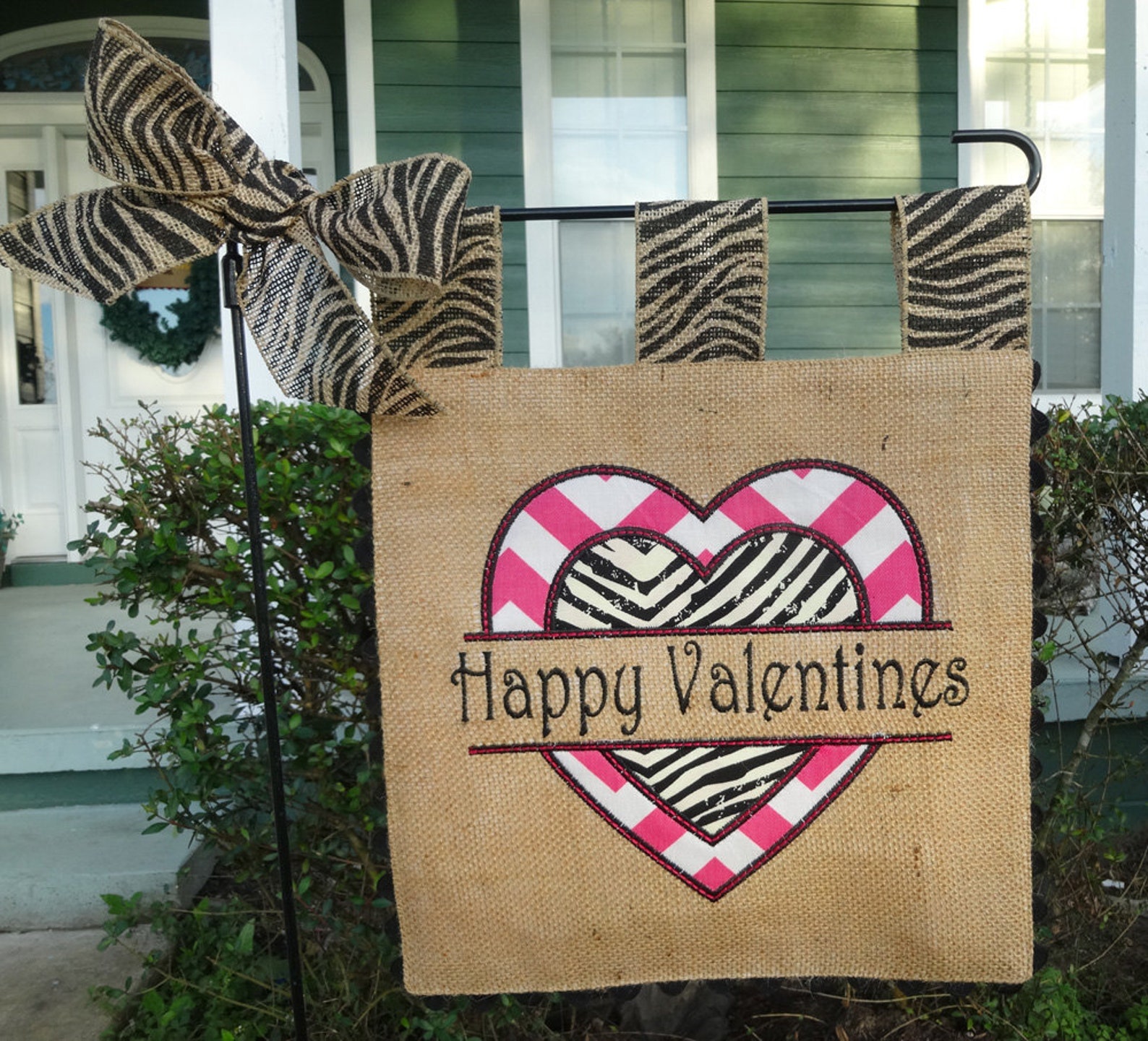 Burlap Garden Flag - Custom Valentines- Embroidery Applique - Etsy