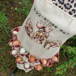 Egg-scuse Me? - Egg Collecting Apron - Embroidered Canvas Apron - 12 ...