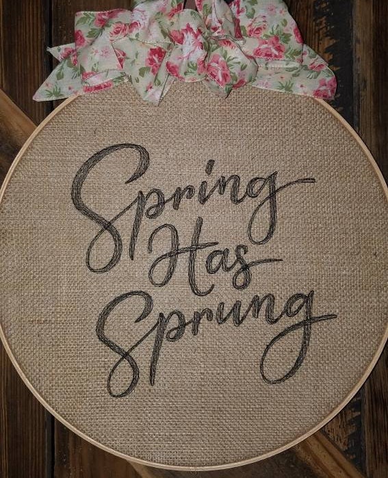 Spring Has Sprung - Farmhouse Wreath - Embroidered Hoop Wall Art - Etsy