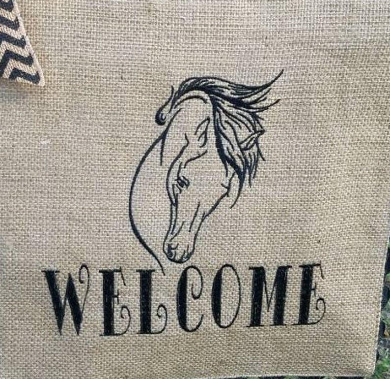 Burlap Garden Flag Horse Head Welcome Flag Matching | Etsy