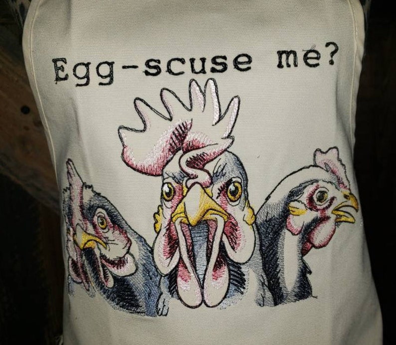 Egg-scuse Me? - Egg Collecting Apron - Embroidered Canvas Apron - 12 ...