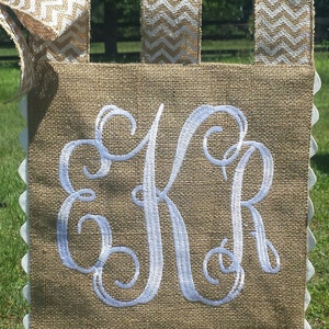 Custom Monogram Burlap Garden Flag - Matching Chevron Tabs and Bow - Etsy