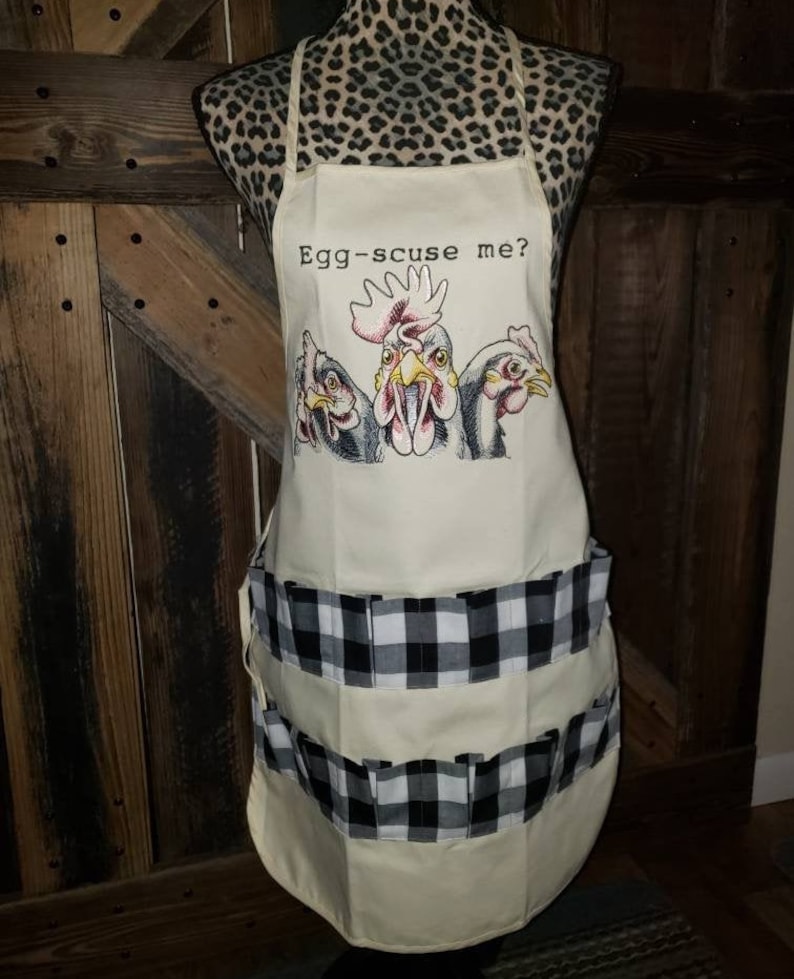 Egg-scuse Me? - Egg Collecting Apron - Embroidered Canvas Apron - 12 ...