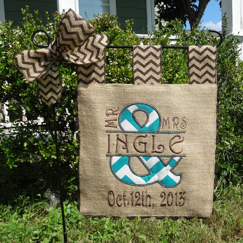 Burlap Garden Flag Custom Mr and Mrs Wedding Day - Etsy