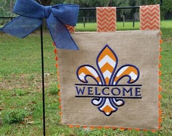 Custom Embroidered Burlap Garden Flag Arrows With Initial | Etsy