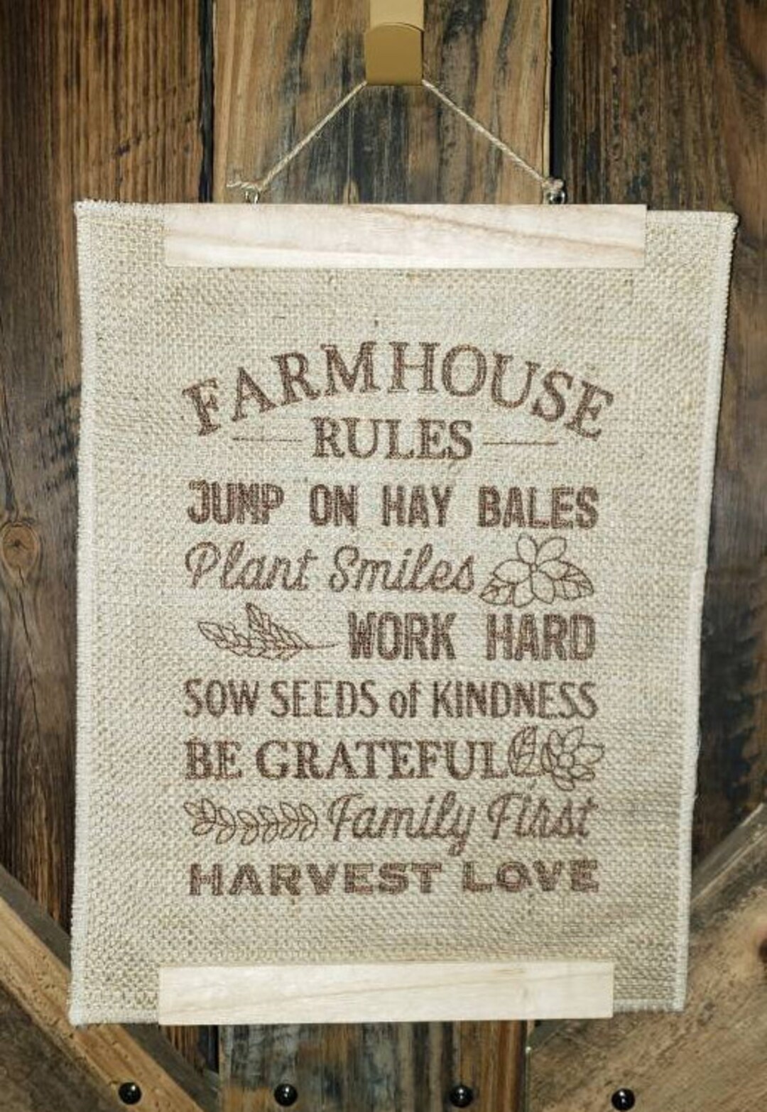 Farmhouse Rules - Custom Embroidered Word Art on Burlap - 11 X 14 - Etsy