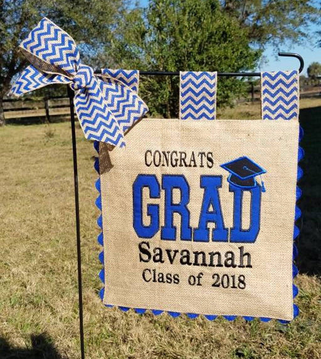 Custom Burlap Graduation Flag - Your Choice of Colors and ...