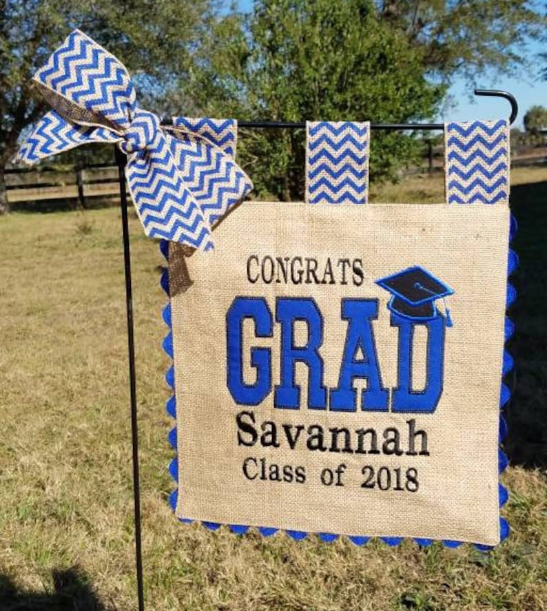 Custom Burlap Graduation Flag - Your Choice of Colors and ...