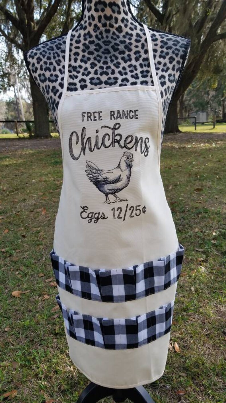 Free Range Chickens Egg Collecting Apron Embroidered Canvas | Etsy