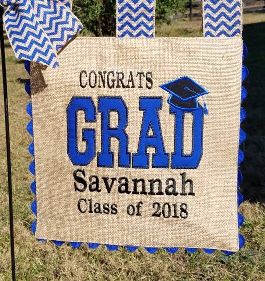 Custom Burlap Graduation Flag - Your Choice of Colors and ...