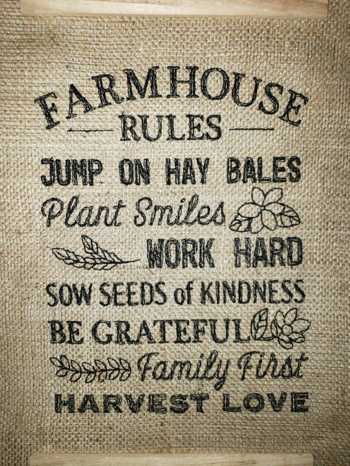 Farmhouse Rules - Custom Embroidered Word Art on Burlap - 11 X 14 - Etsy