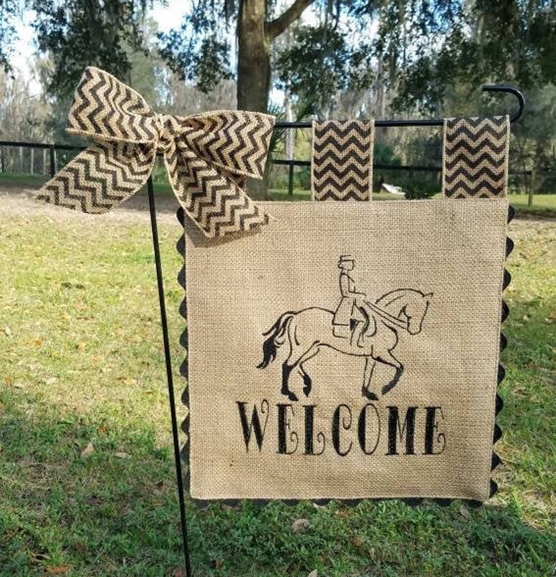Burlap Garden Flag Dressage Horse Welcome Flag Matching - Etsy