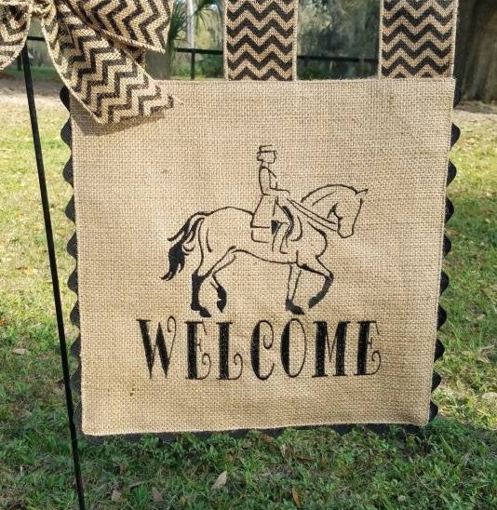 Burlap Garden Flag Dressage Horse Welcome Flag Matching - Etsy